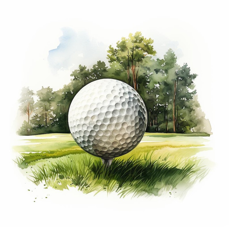 Golf Ball, Printable Watercolor Clipart, 10 High Quality Watercolor ...