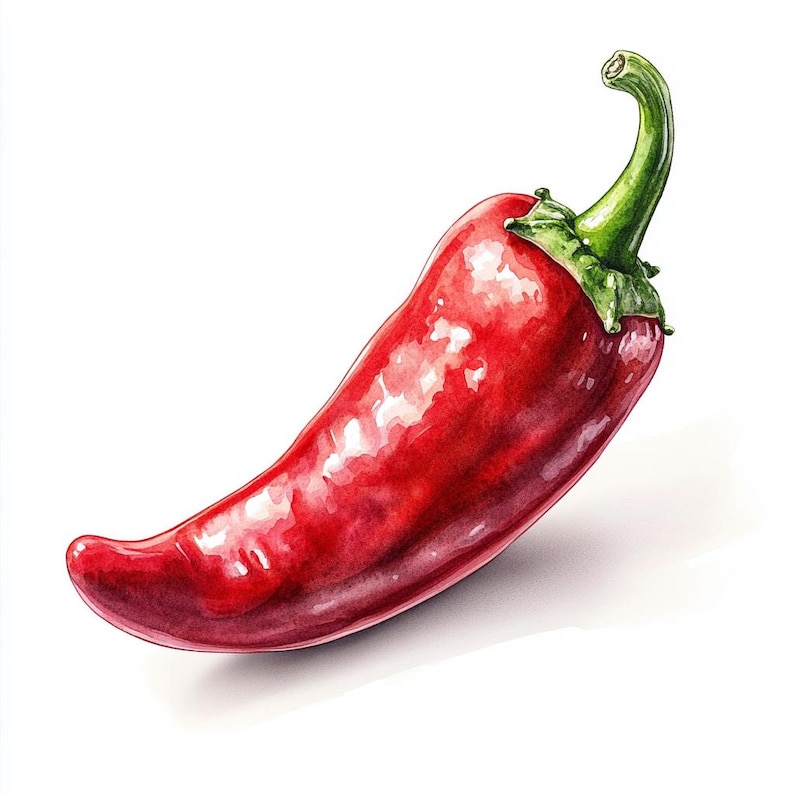 Chili Pepper, Printable Watercolor Clipart, 10 High Quality Watercolor ...