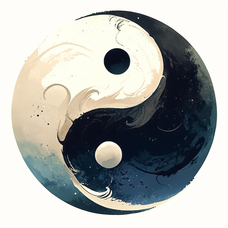 Yin and Yang Symbol, Printable Watercolor Clipart Bundle, 10 High ...