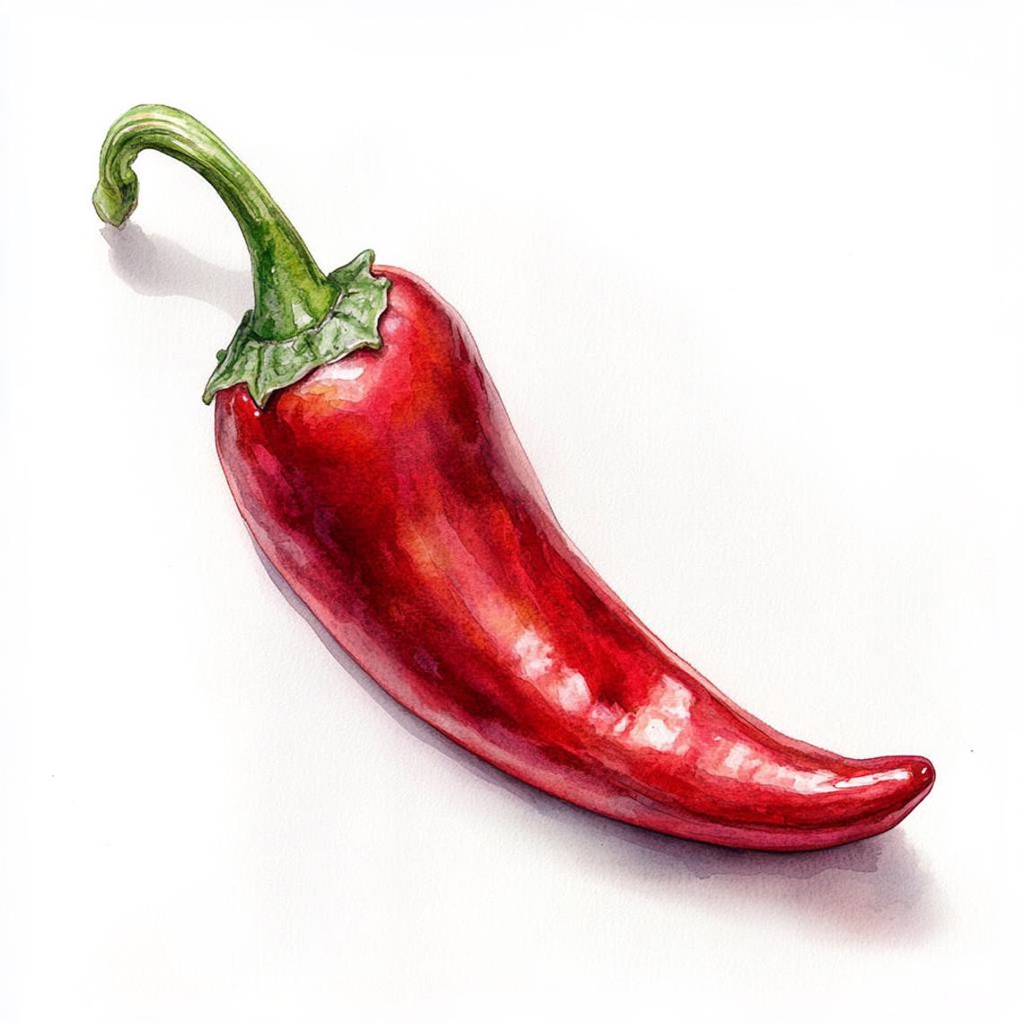 Chili Pepper, Printable Watercolor Clipart, 10 High Quality Watercolor ...
