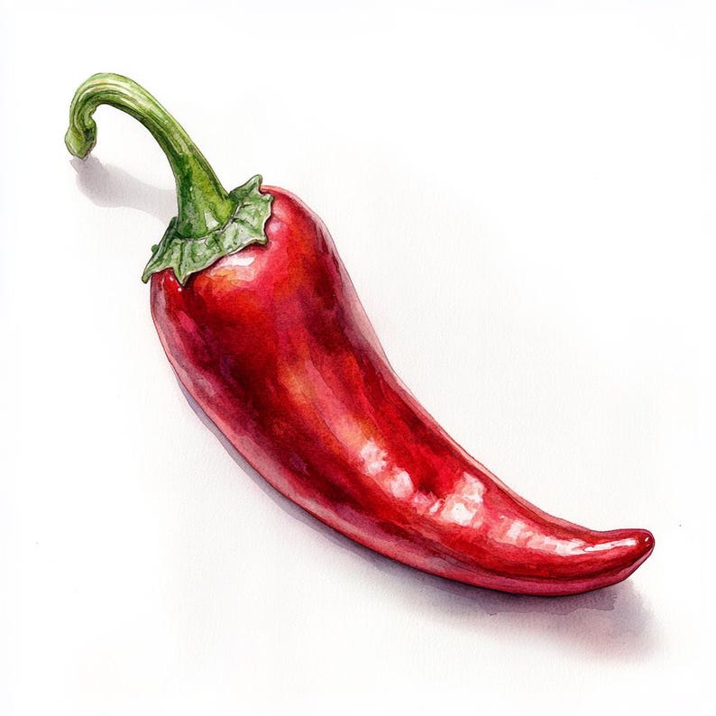Chili Pepper, Printable Watercolor Clipart, 10 High Quality Watercolor ...