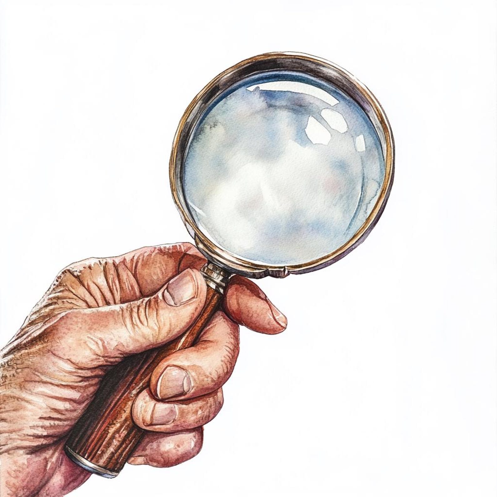 Hand Holding Magnifying Glass, Printable Watercolor Clipart Bundle, 10 ...