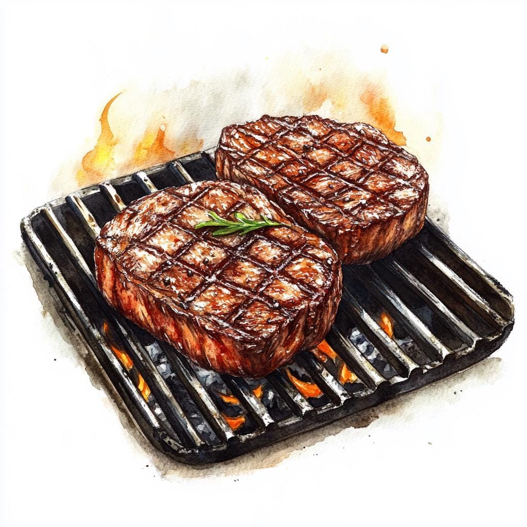 Grilled Steak, Printable Watercolor Clipart Bundle, 10 High Quality ...