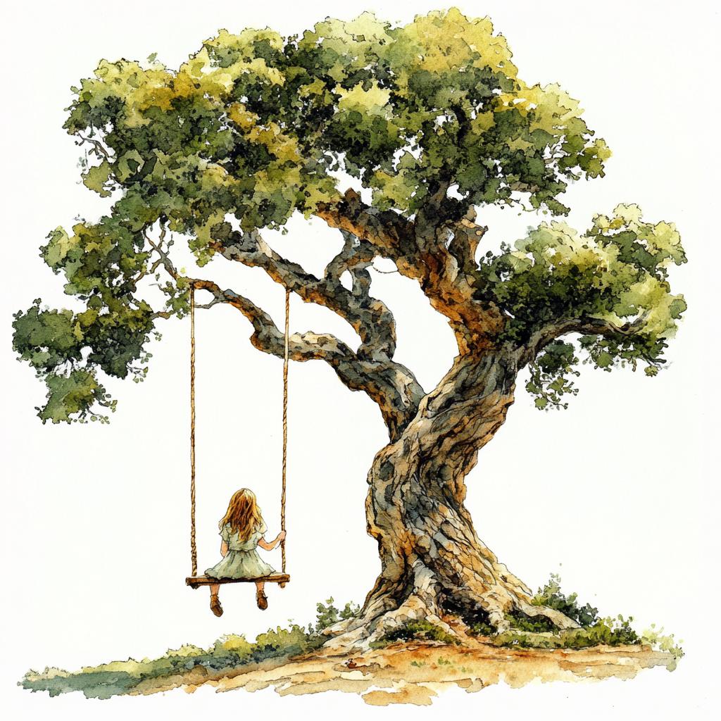 A Swing on a Tree, Printable Watercolor Clipart, 10 High Quality ...