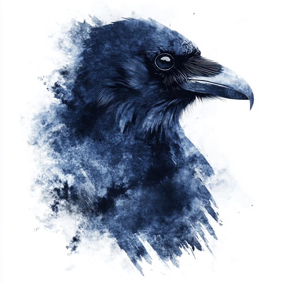 Raven Bird Illustration, Printable Watercolor Clipart Bundle, 10 High ...