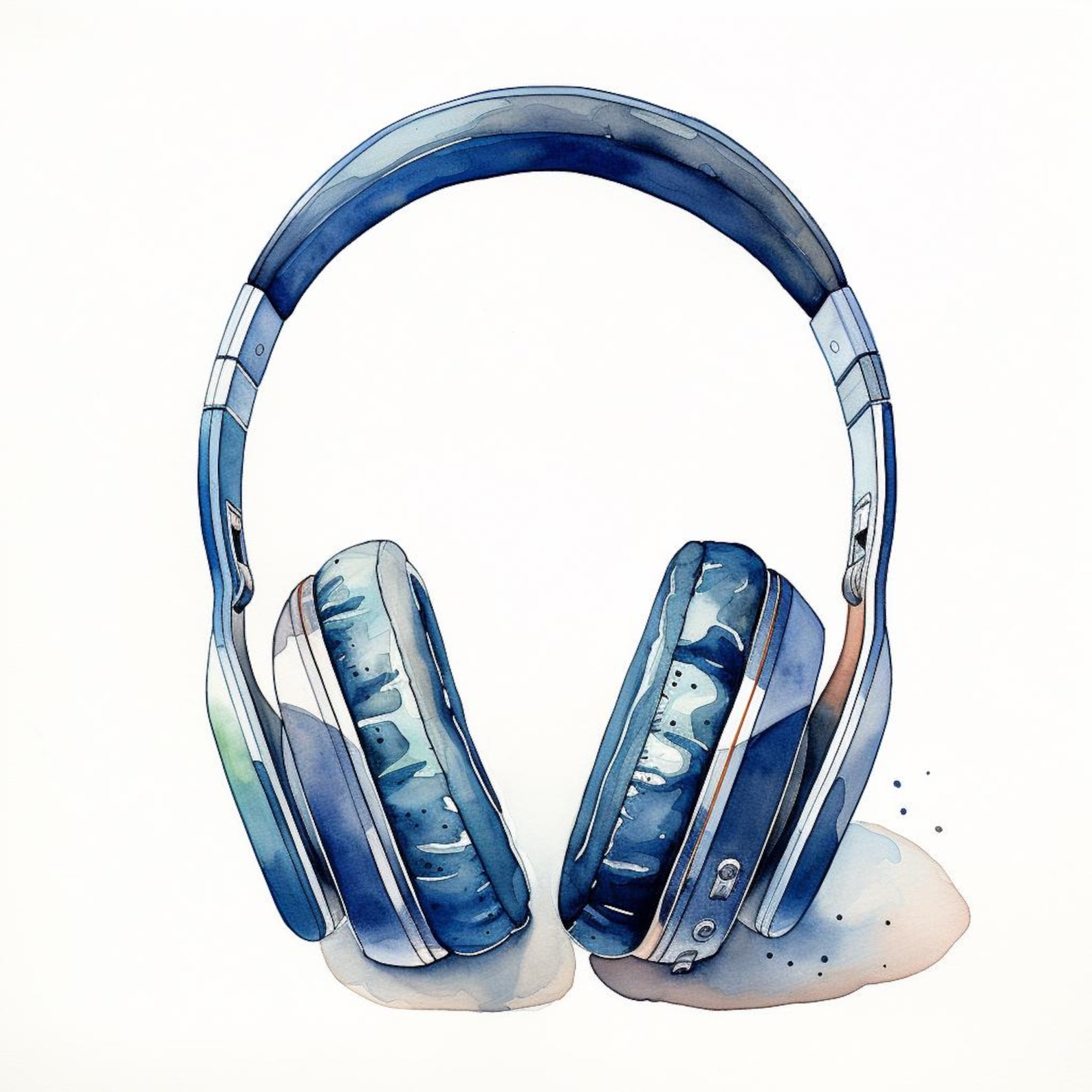 Headphones, Printable Watercolor Clipart, 10 High Quality Watercolor ...
