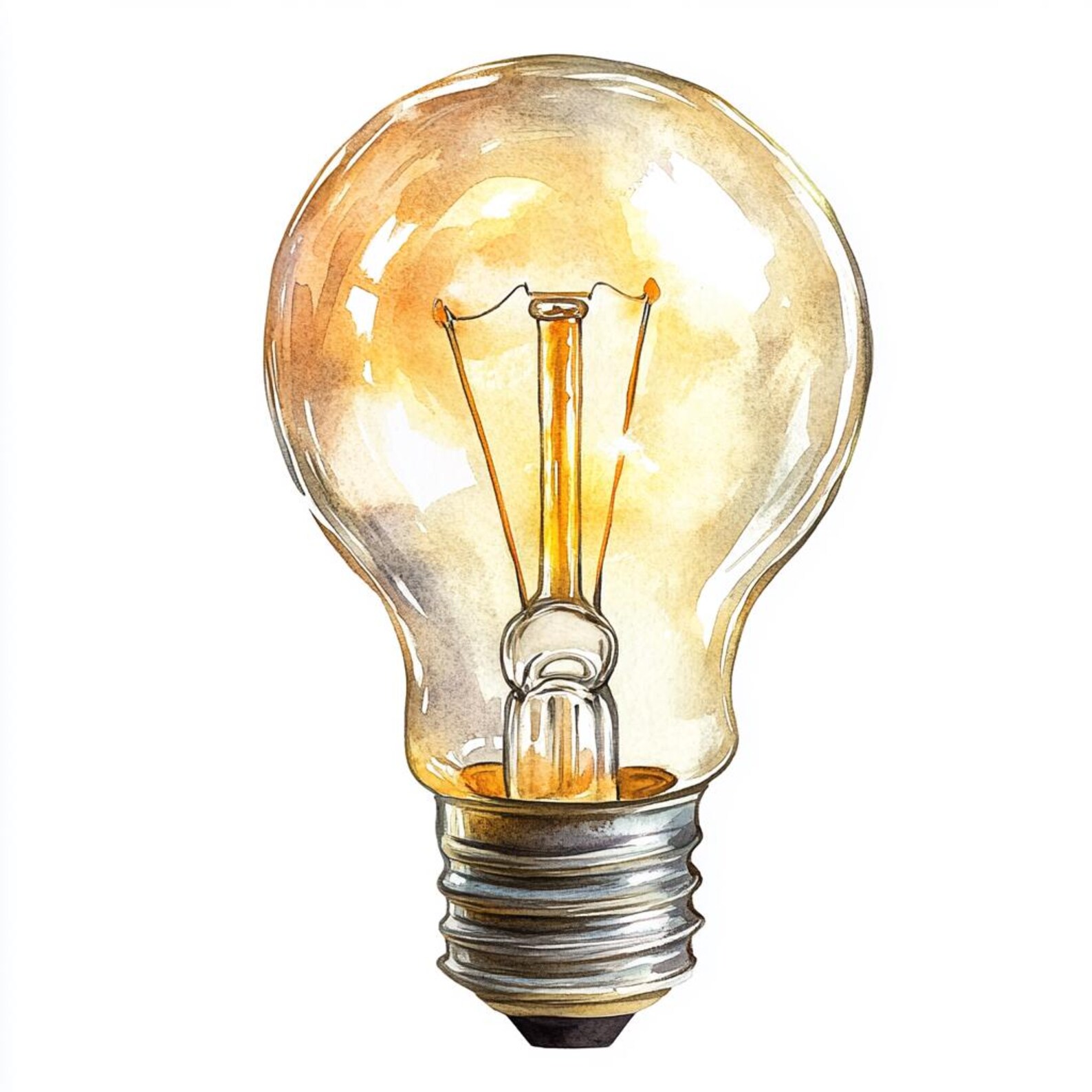 Incandescent Light Bulb, Printable Watercolor Clipart Bundle, 10 High ...