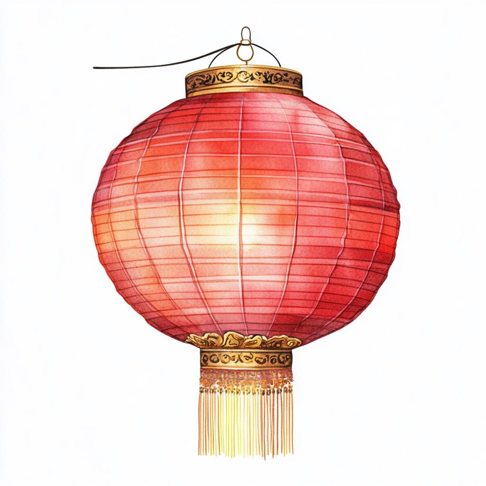 Chinese Paper Lantern, Printable Watercolor Clipart Bundle, 10 High ...