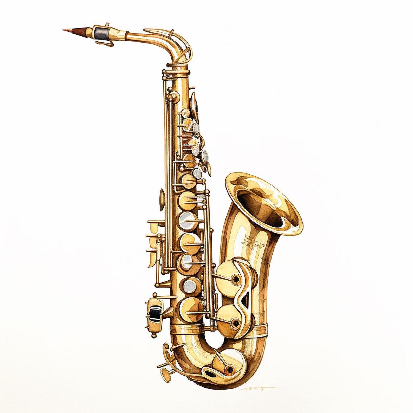 Saxophone, Printable Watercolor Clipart Bundle, 10 High Quality ...