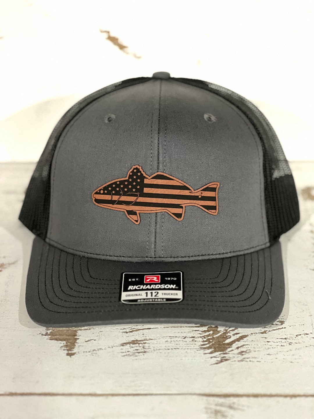 Red Snapper Flag Fishing Hat, Hat , Cap, Leather Engraved, Leather ...