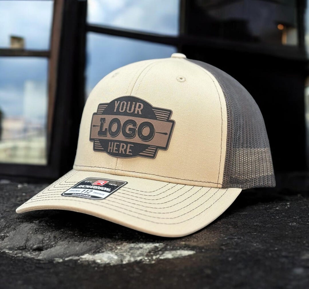 Custom Logo Leather Patch Hat: Company Apparel, Business Merch - Etsy