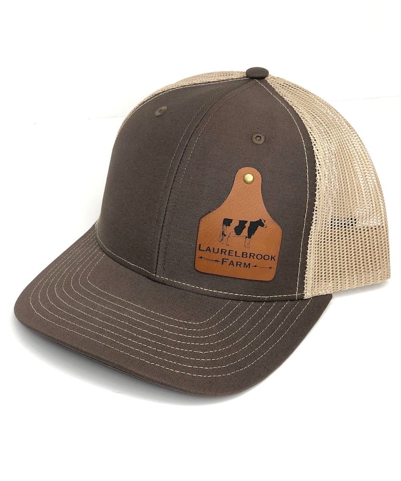 6 Custom Cattle Tag Hat, Hat , Cap, Leather Engraved, Leather Patch Hat ...