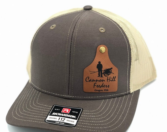 30 Custom Cattle Tag Hat, Hat , Cap, Leather Engraved, Leather Patch ...