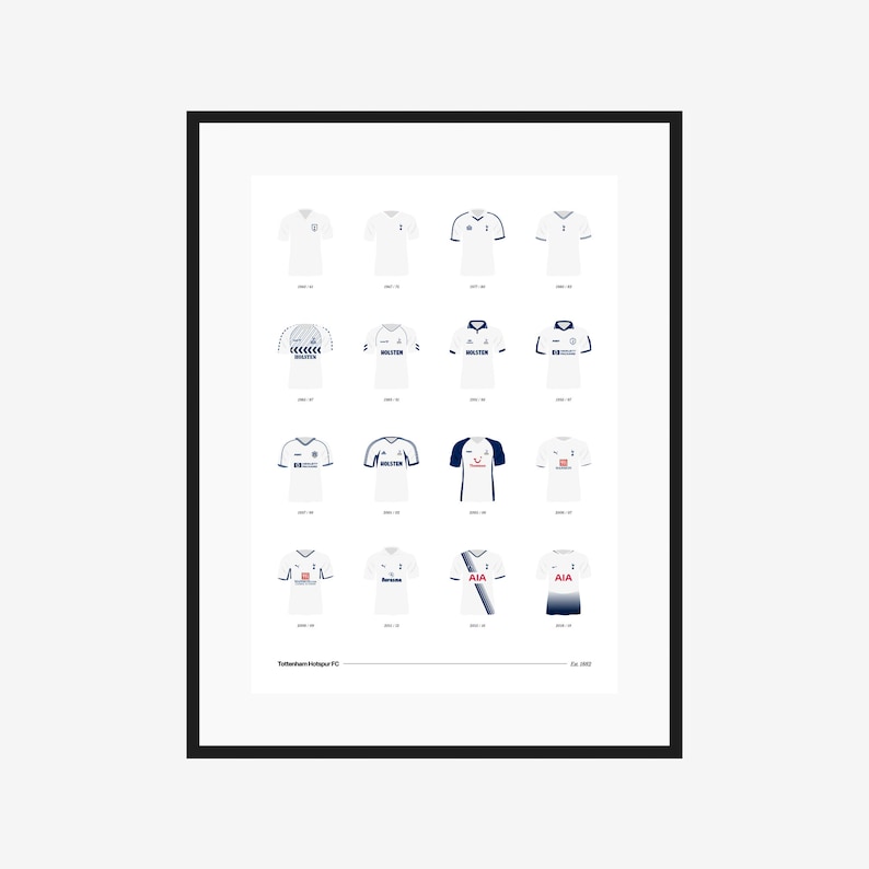Tottenham Hotspur FC Classic Kits - 1960 to 2019 - A3/A4 Poster - Spurs ...