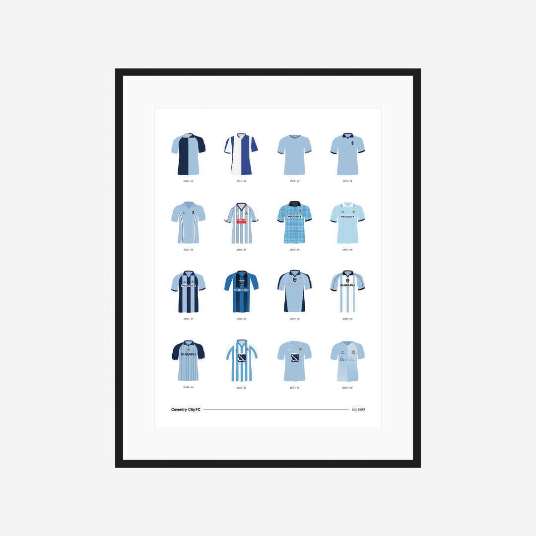 Coventry City FC Classic Kits 1898 to 2020 A3/A4 Poster Football Team ...
