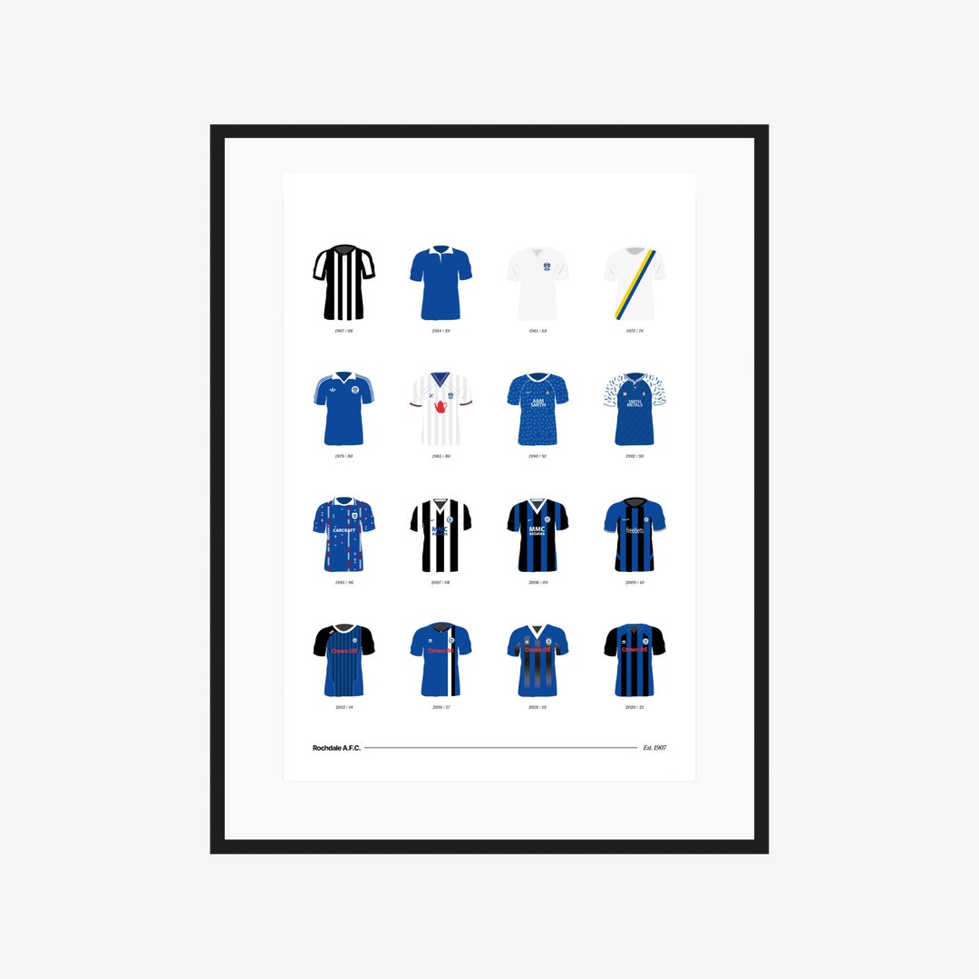 Rochdale AFC Classic Kits 1907 to 2021 A3/A4 Poster - Etsy