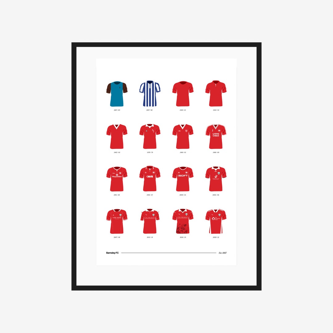 Barnsley FC Classic Kits - 1887 to 2021 - A3/A4 Poster - Football Team ...