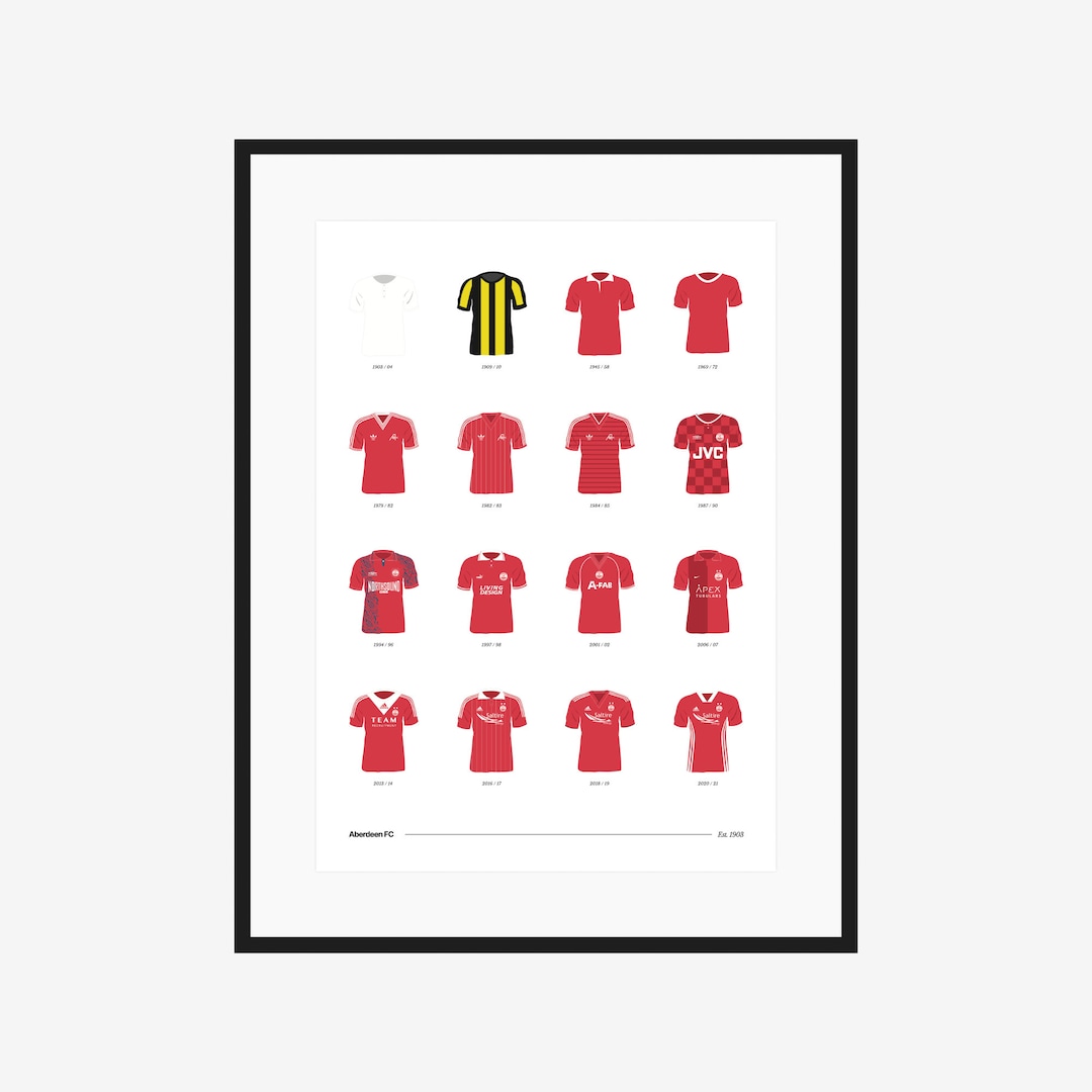 Aberdeen FC Classic Kits - 1903 to 2021 - A3/A4 Poster - Football Gift ...