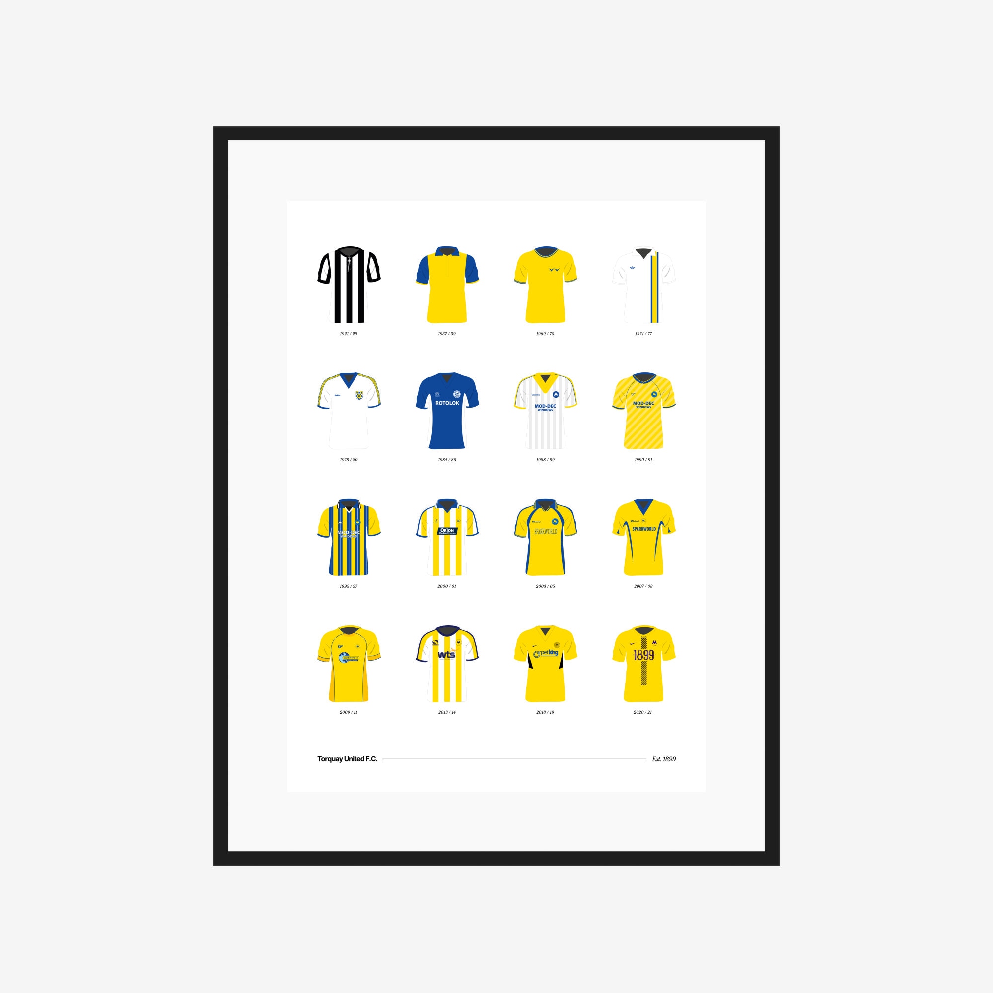 Torquay United FC Classic Kits 1921 to 2021 A3/A4 Poster - Etsy