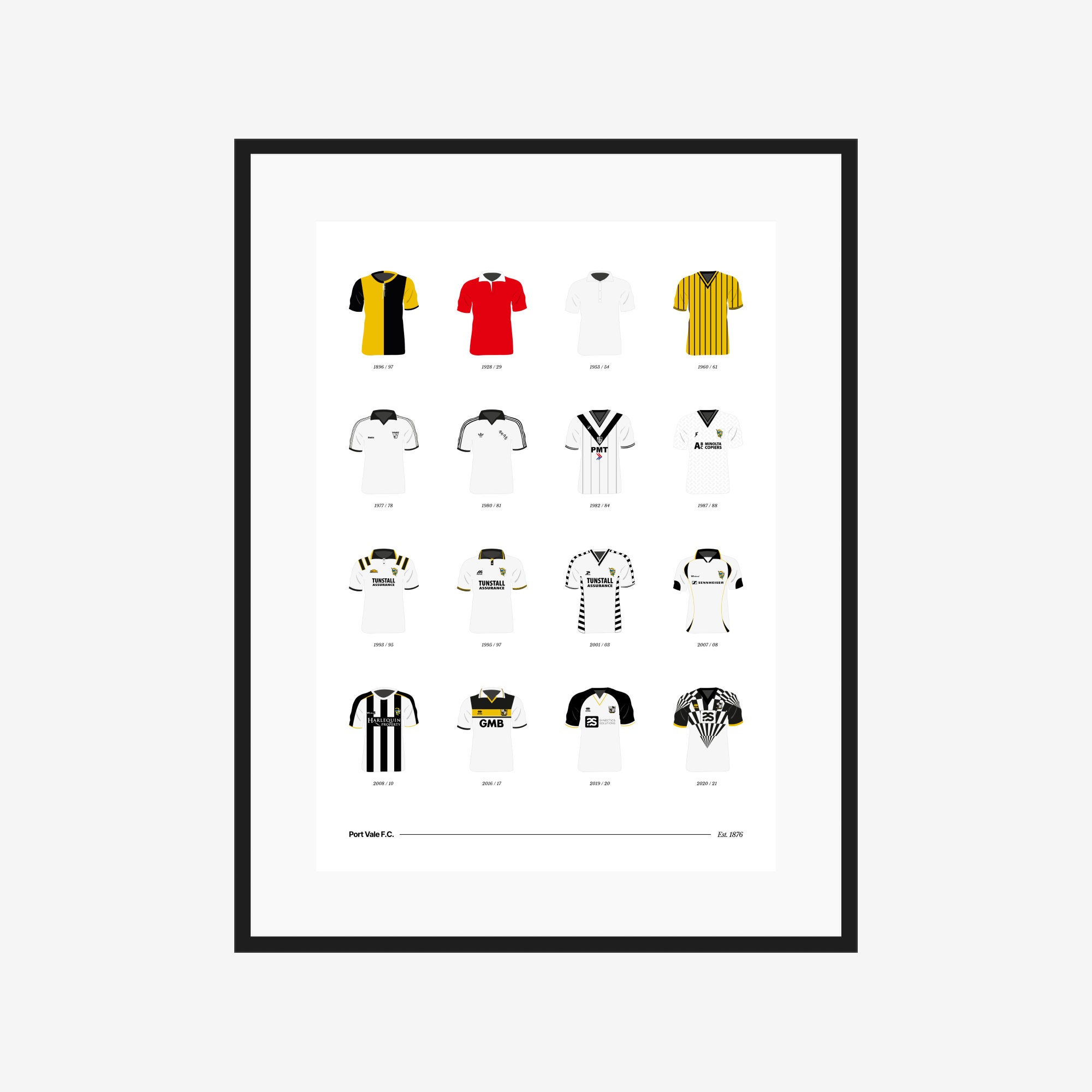 Port Vale FC Classic Kits - 1907 to 2021 - A3/A4 Poster - Football Team ...