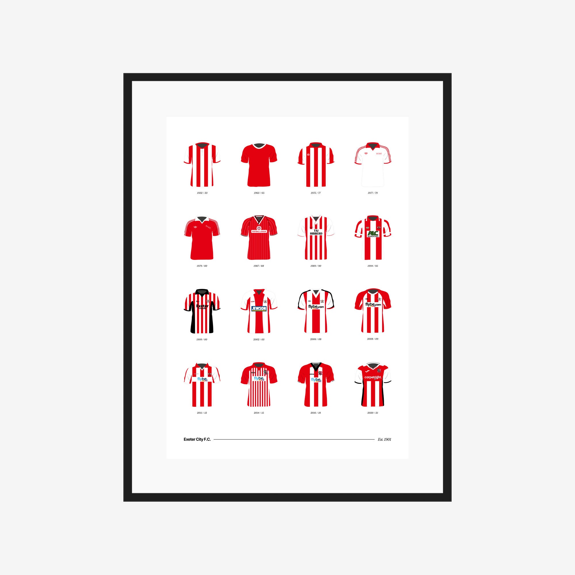 Exeter City FC Classic Kits - 1932 to 2021 - A3/A4 Poster - Football ...