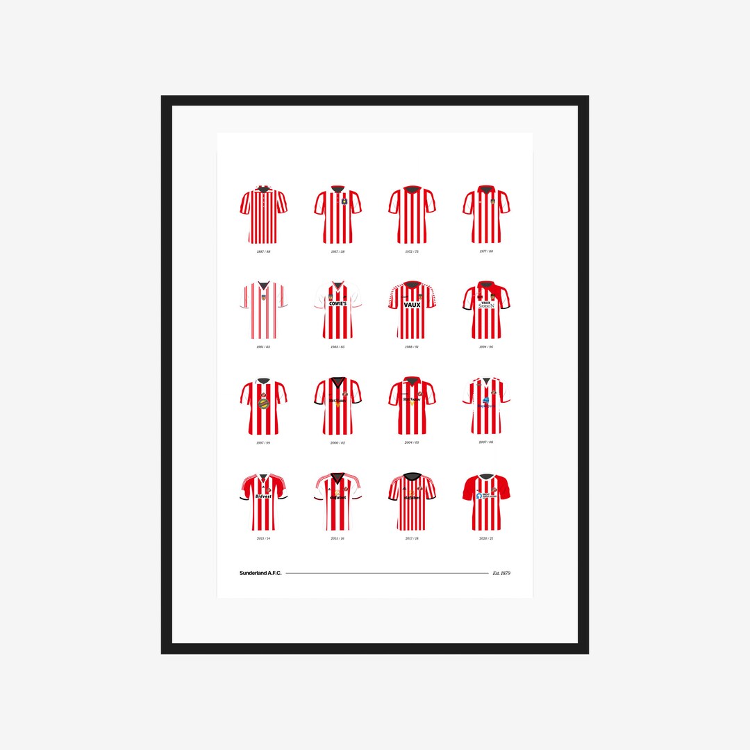 Sunderland AFC Classic Kits - 1879 to 2021 - A3/A4 Poster - Football ...