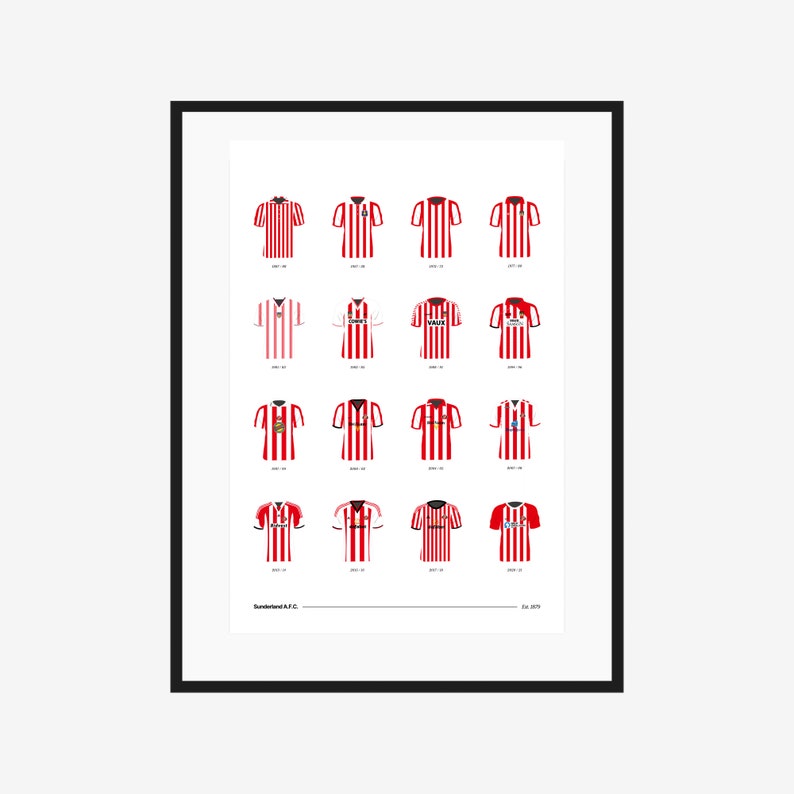 Sunderland AFC Classic Kits - 1879 to 2021 - A3/A4 Poster - Football ...