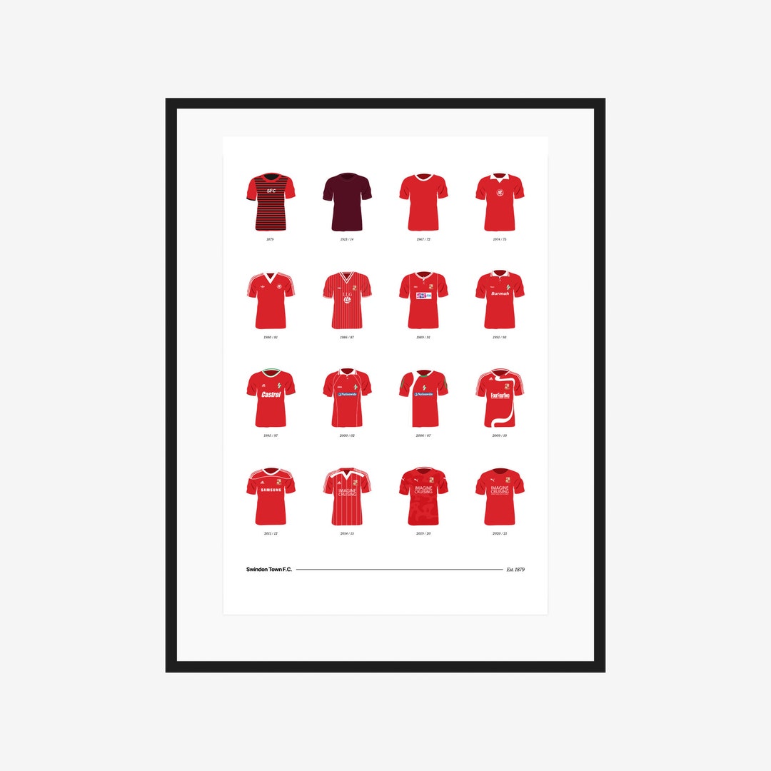 Swindon Town FC Classic Kits - 1879 to 2021 - A3/A4 Poster - Football ...
