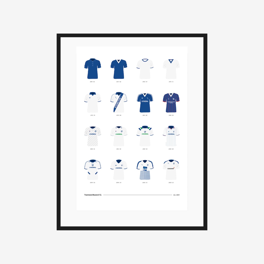 Tranmere Rovers FC Classic Kits - 1920 to 2021 - A3/A4 Poster ...