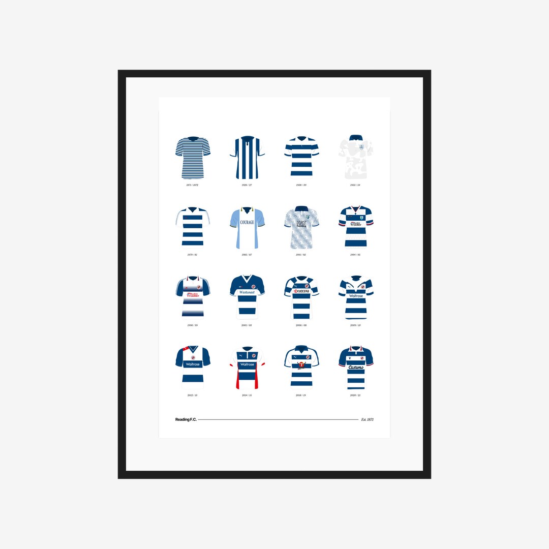 Reading FC Classic Kits - 1871 to 2021 - A3 Poster - Football Team Gift ...
