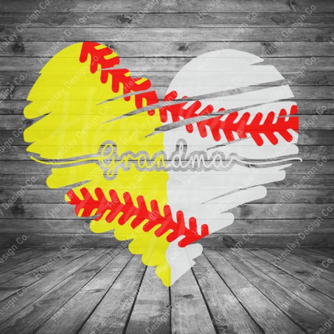 Grandma Softball Baseball Heart SVG PNG DXF - Etsy