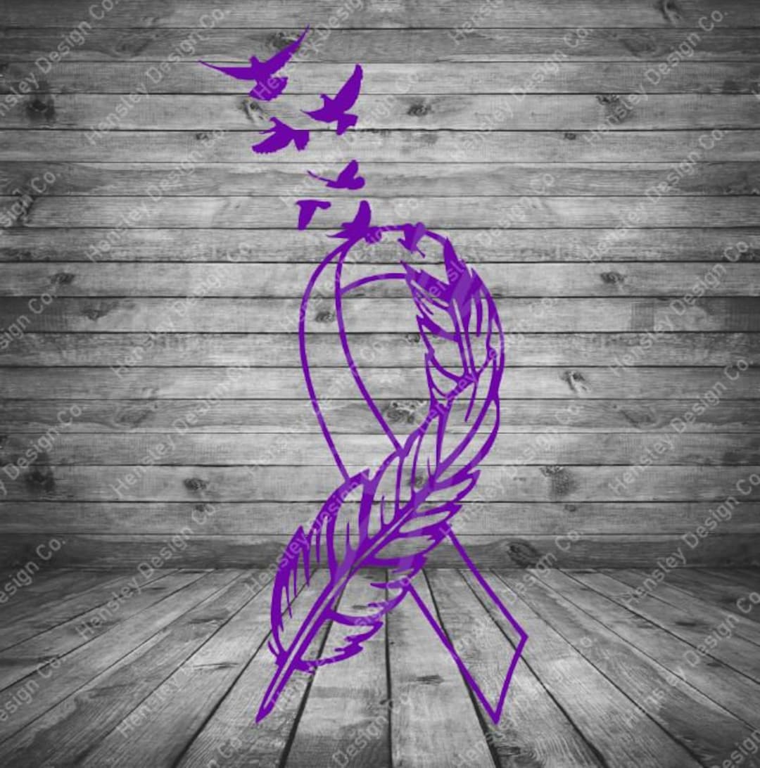 Cancer Ribbon Feather Design SVG PNG DXF - Etsy