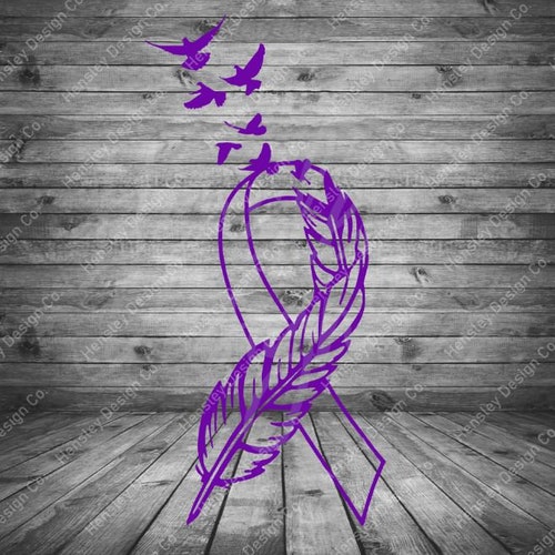 Cancer Ribbon Feather Design SVG PNG DXF - Etsy