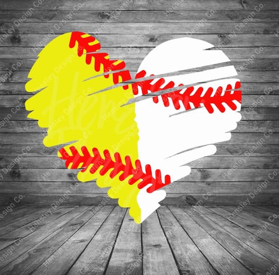 Softball Baseball Heart Design SVG - Etsy