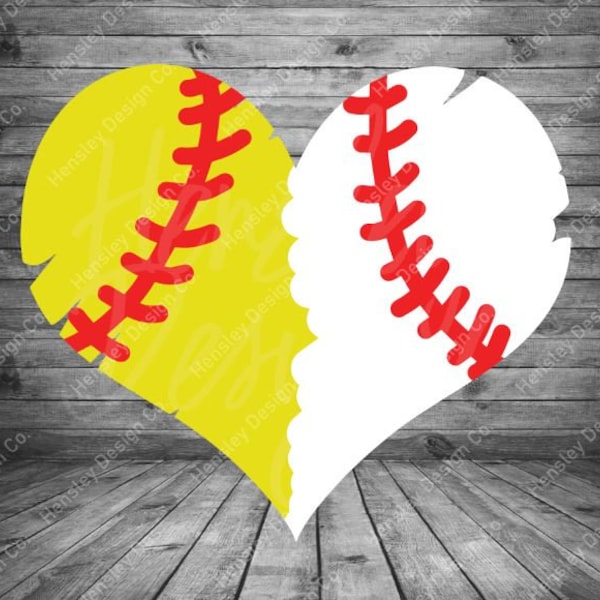 Half Softball Half Baseball Svg - Etsy