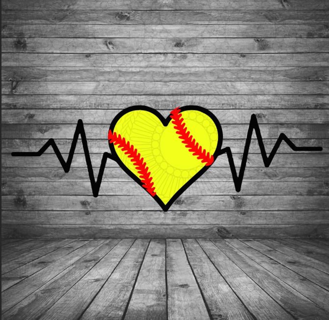 Softball Heartbeat Design - Etsy