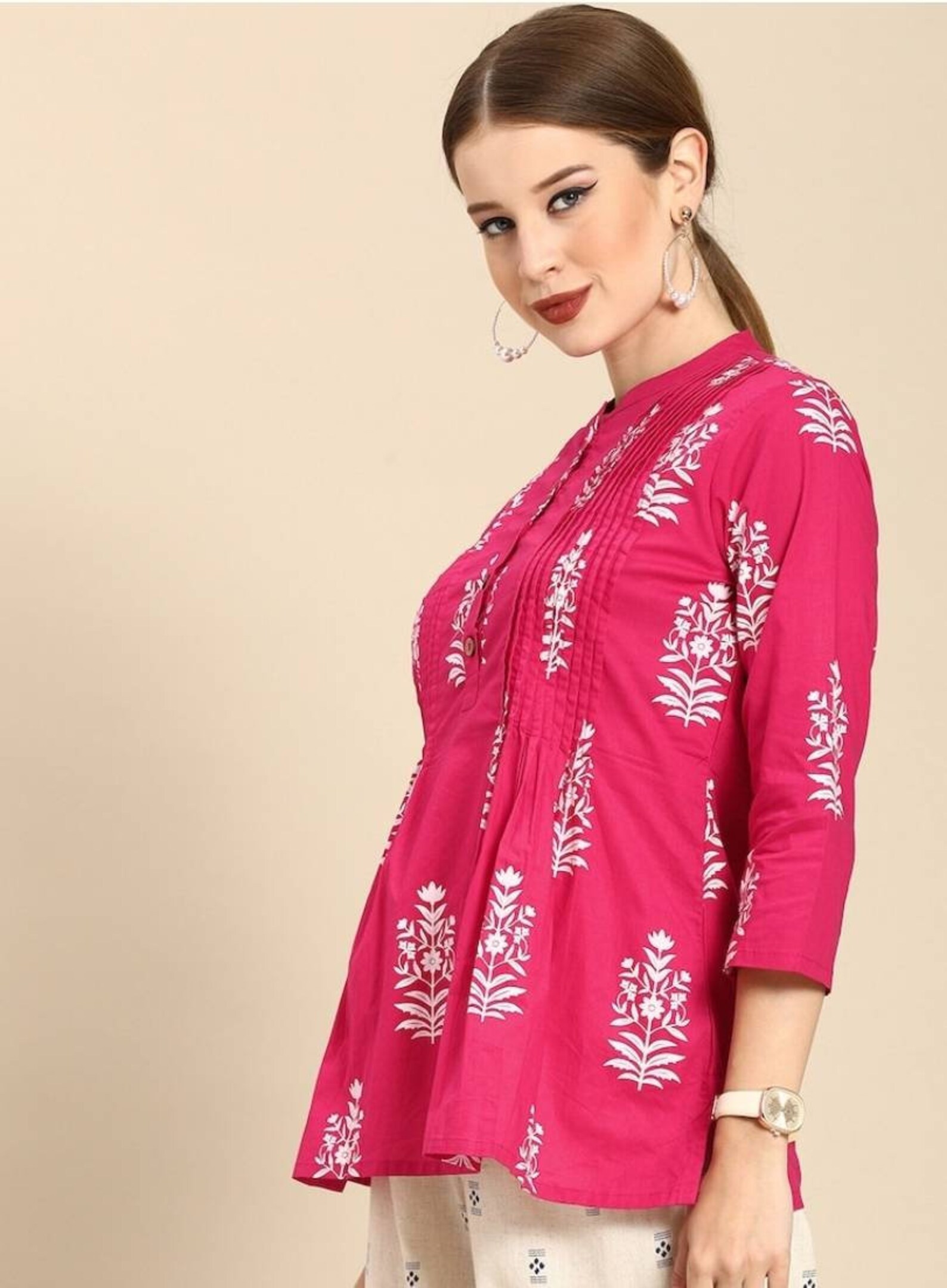 Short Kurti Tunic Top Dress for Women Navy Blue & White Pure - Etsy