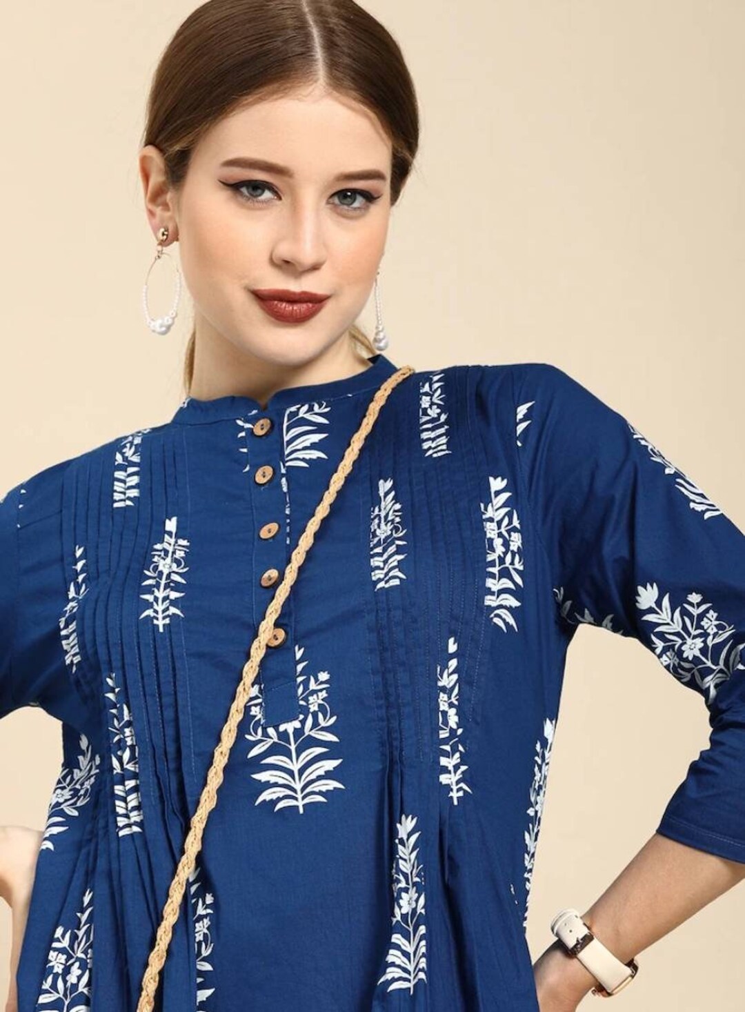 Short Kurti Tunic Top Dress for Women Navy Blue & White Pure - Etsy