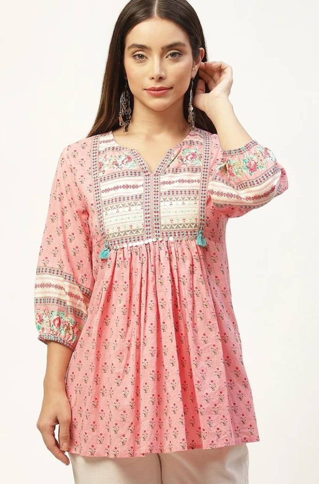 Pink Short Kurta for Woman Casual Top Kurta College Wear Top - Etsy
