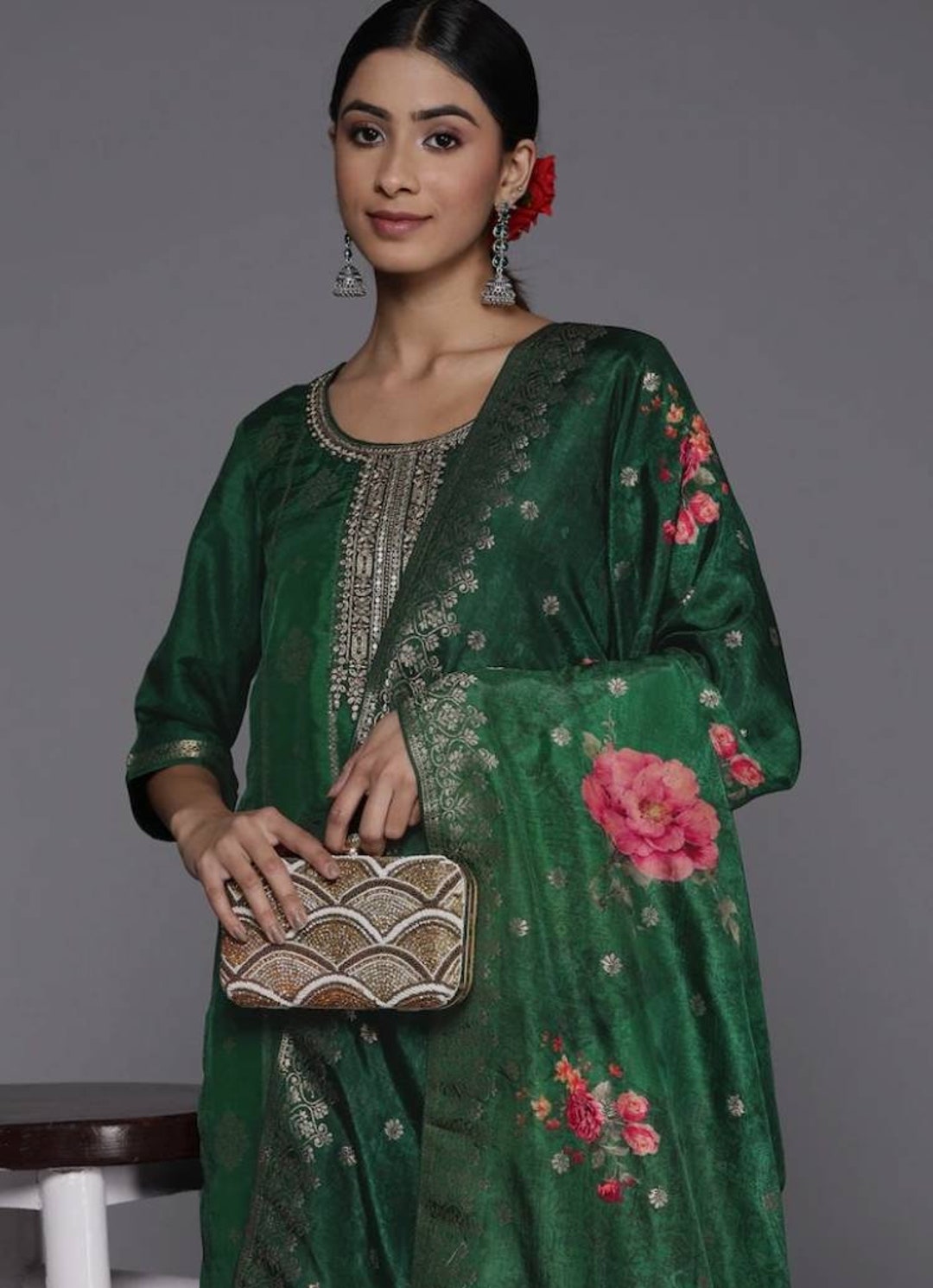 Indian Wedding Silk Dress Ethnic Wear Women Embroidered Sequinned Pure ...