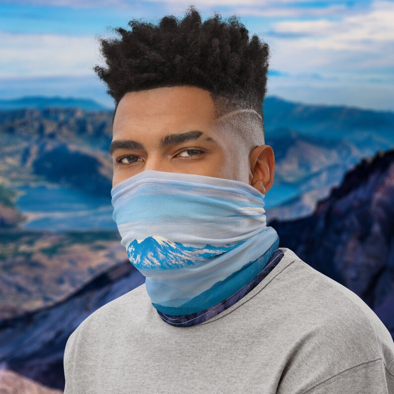 Mt. Rainier Mountain Hiking Adventure Full Face Mask Neck Gaiter ...