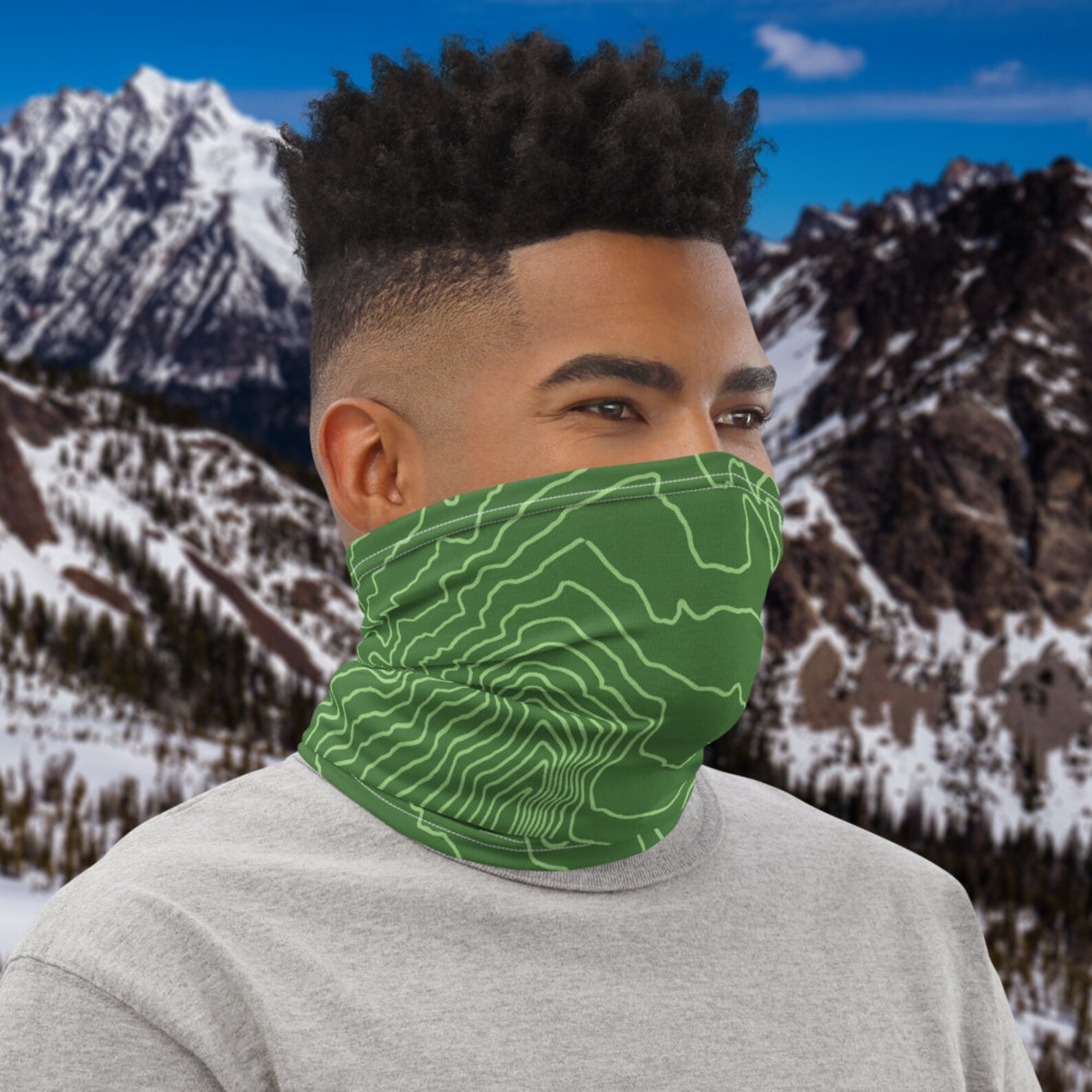 Topographic Mountain Hiking Adventure Full Face Mask Neck - Etsy