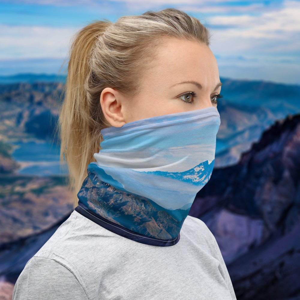 Mt. Rainier Mountain Hiking Adventure Full Face Mask Neck Gaiter ...