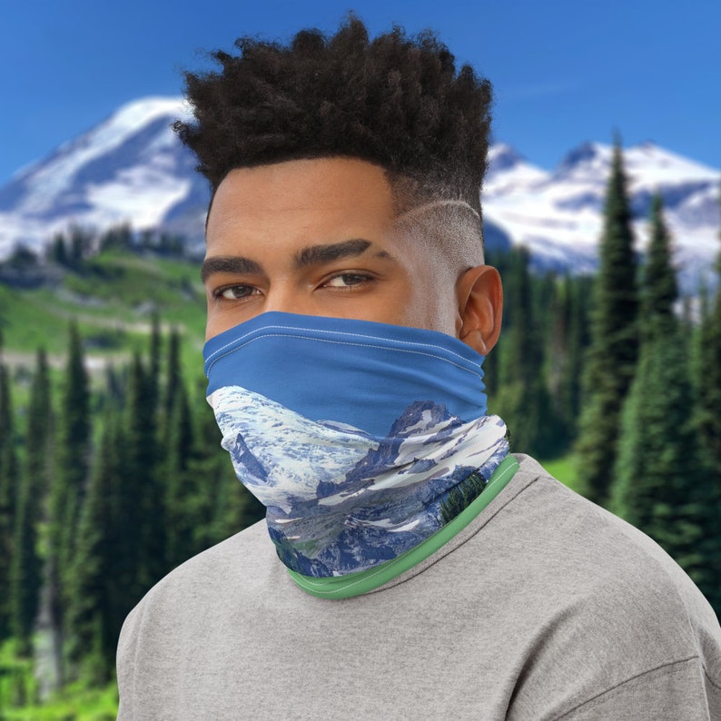 Mt. Rainier Mountain Hiking Adventure Full Face Mask Neck Gaiter ...
