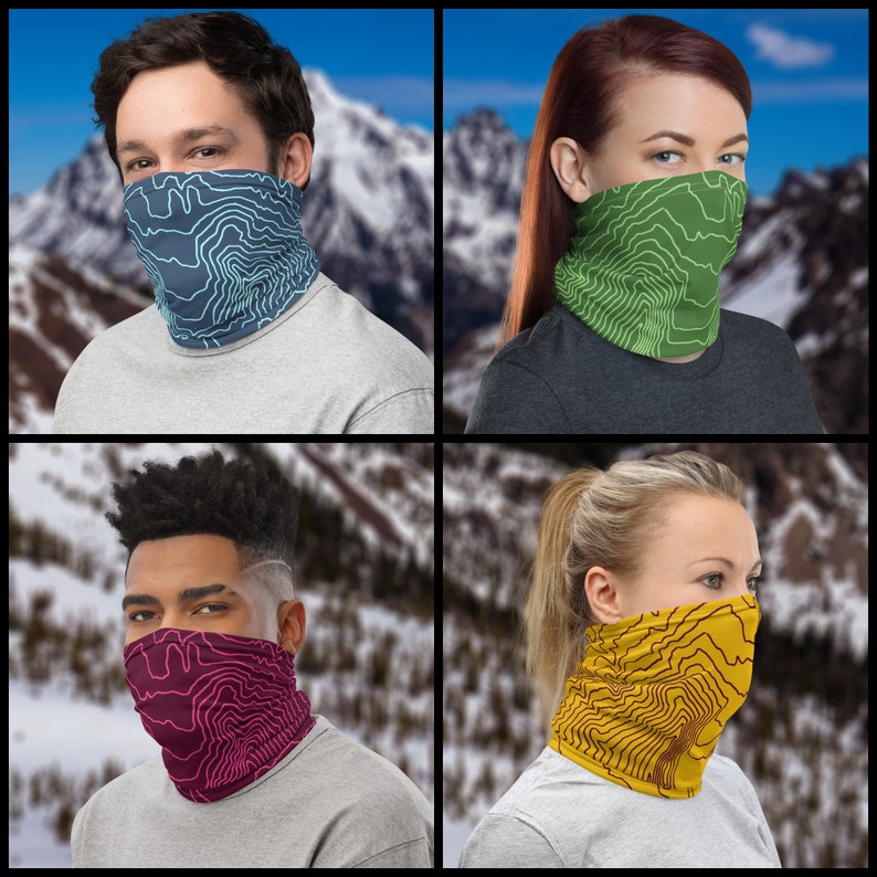 Topographic Mountain Hiking Adventure Full Face Mask Neck - Etsy