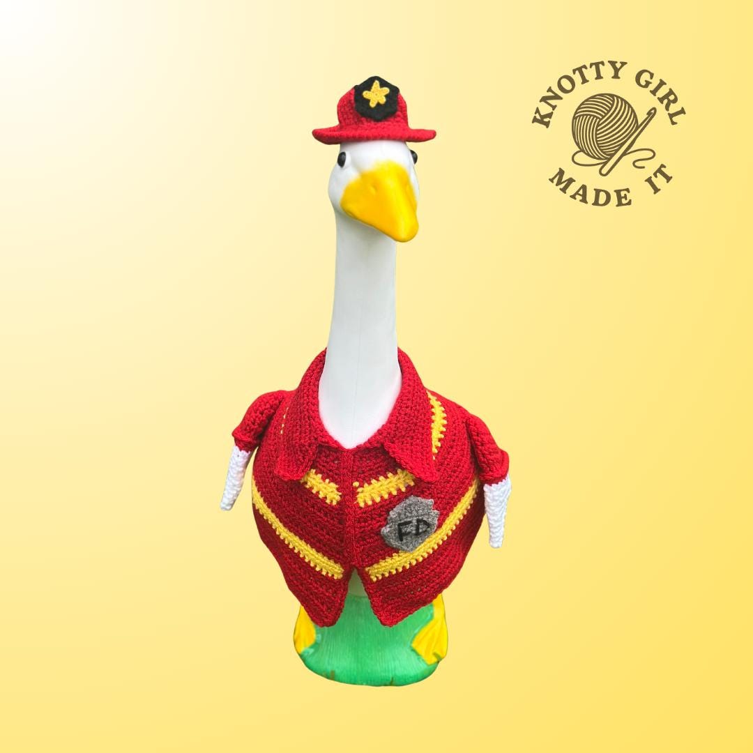 Firefighter Porch Goose Outfit Crochet Pattern PDF Instant Download - Etsy