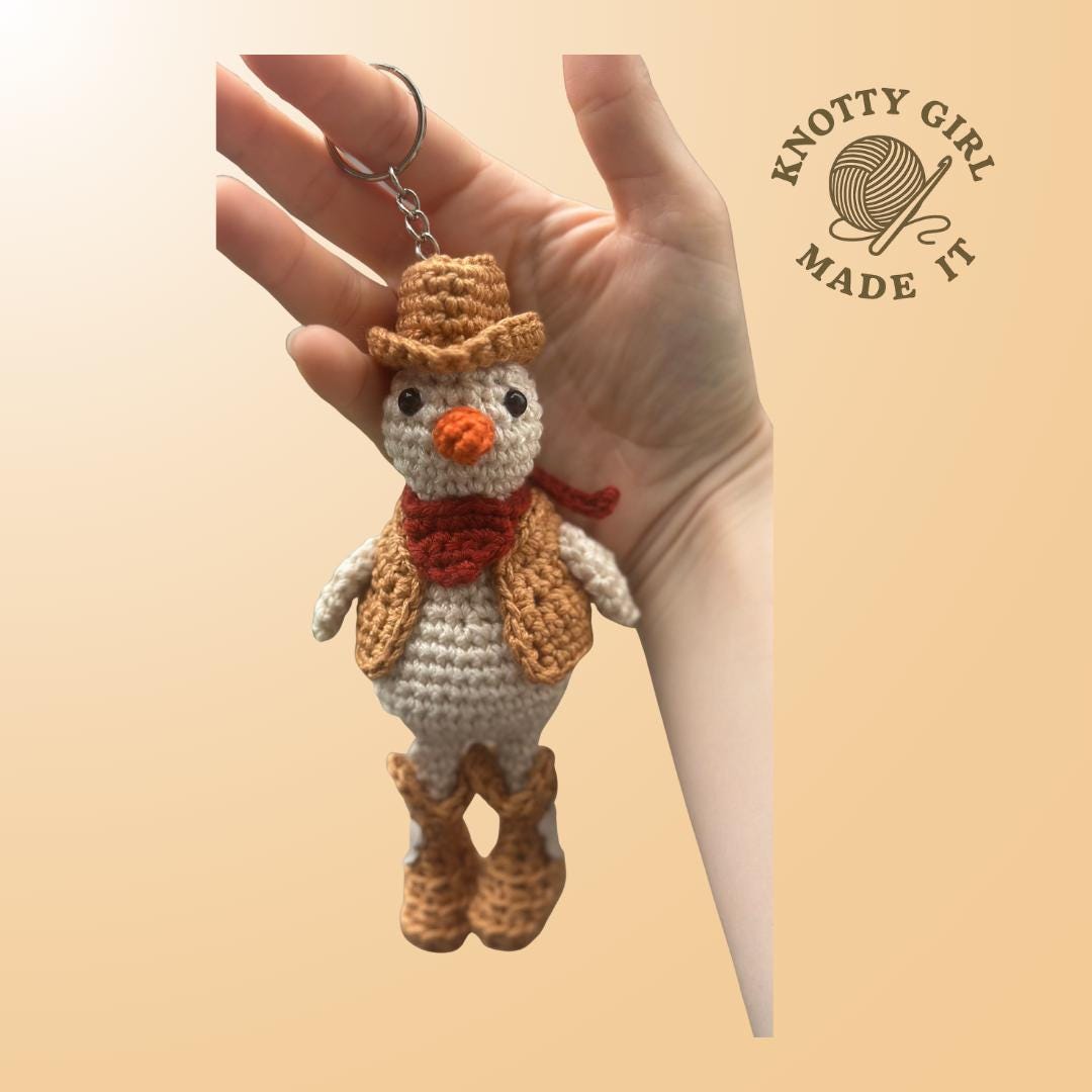 Crochet Cowboy Goose Keychain Pattern: Amigurumi Farm Animal (PDF ...