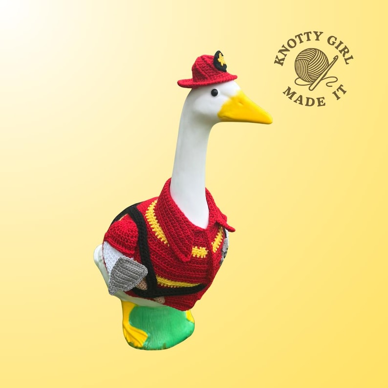 Firefighter Porch Goose Outfit Crochet Pattern PDF Instant Download - Etsy