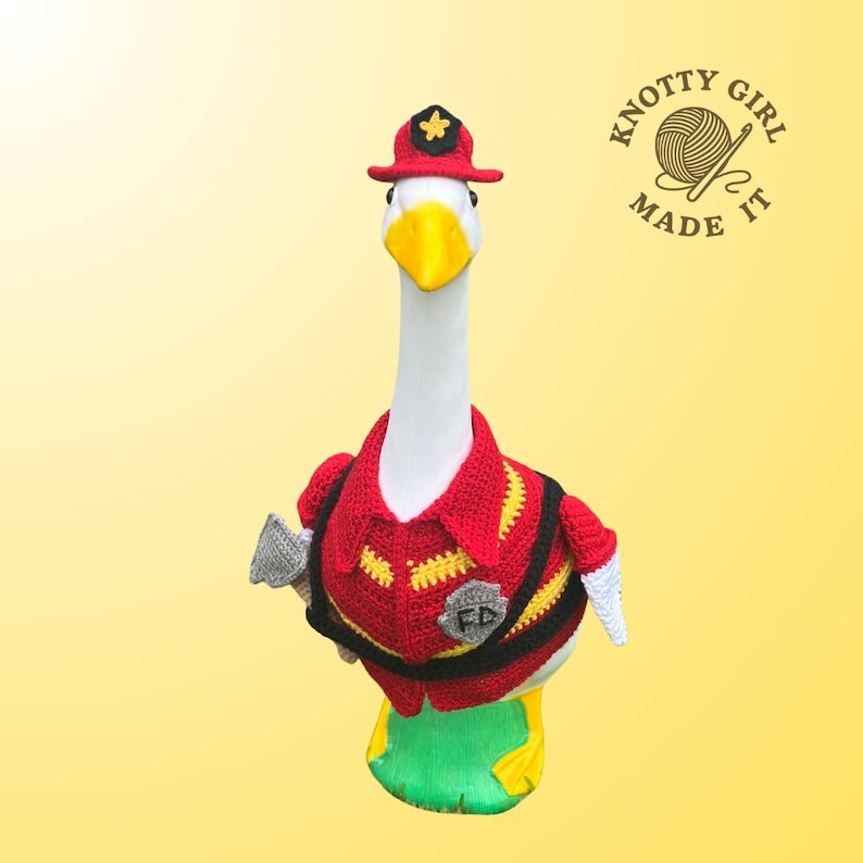 Firefighter Porch Goose Outfit Crochet Pattern PDF Instant Download - Etsy