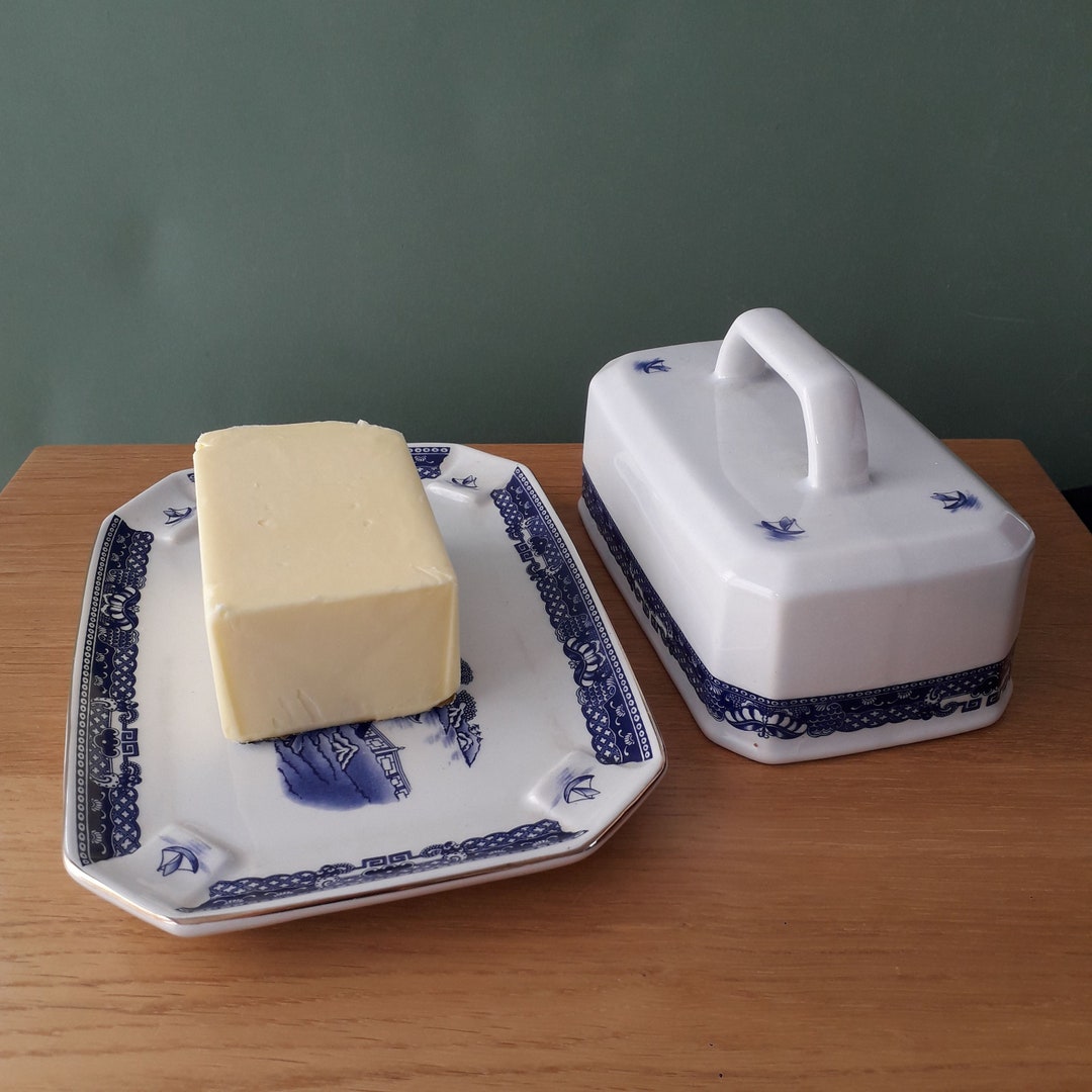 Ringtons Butter Dish, Wade Butter Dish, Blue White Lidded Butter Dish ...